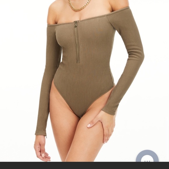 Good American | Tops | Nwt 9r Good American Ribbed Half Zip Bodysuit | Poshmark